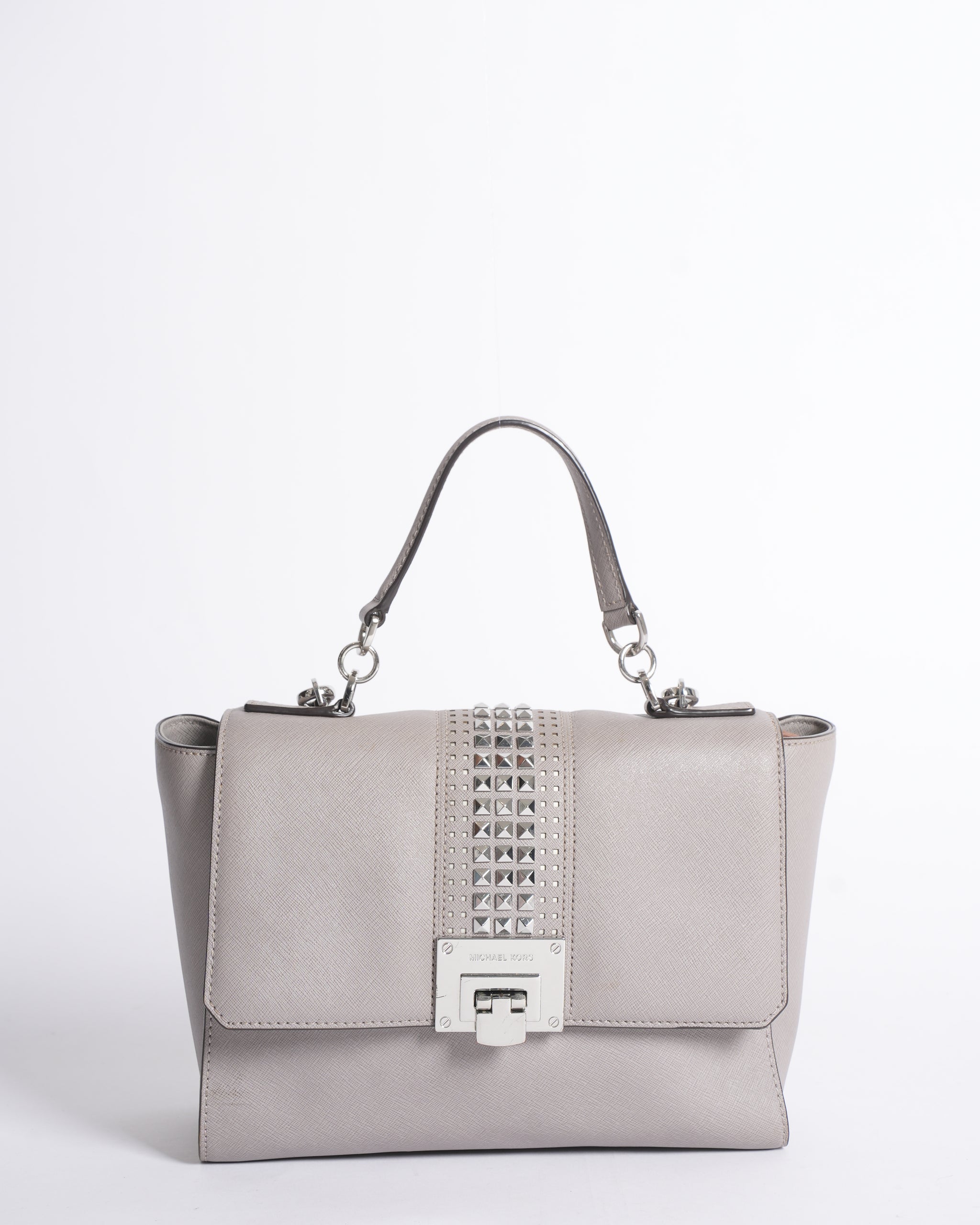 Michael Kors Spike Flap Closure Crossbody In Grey