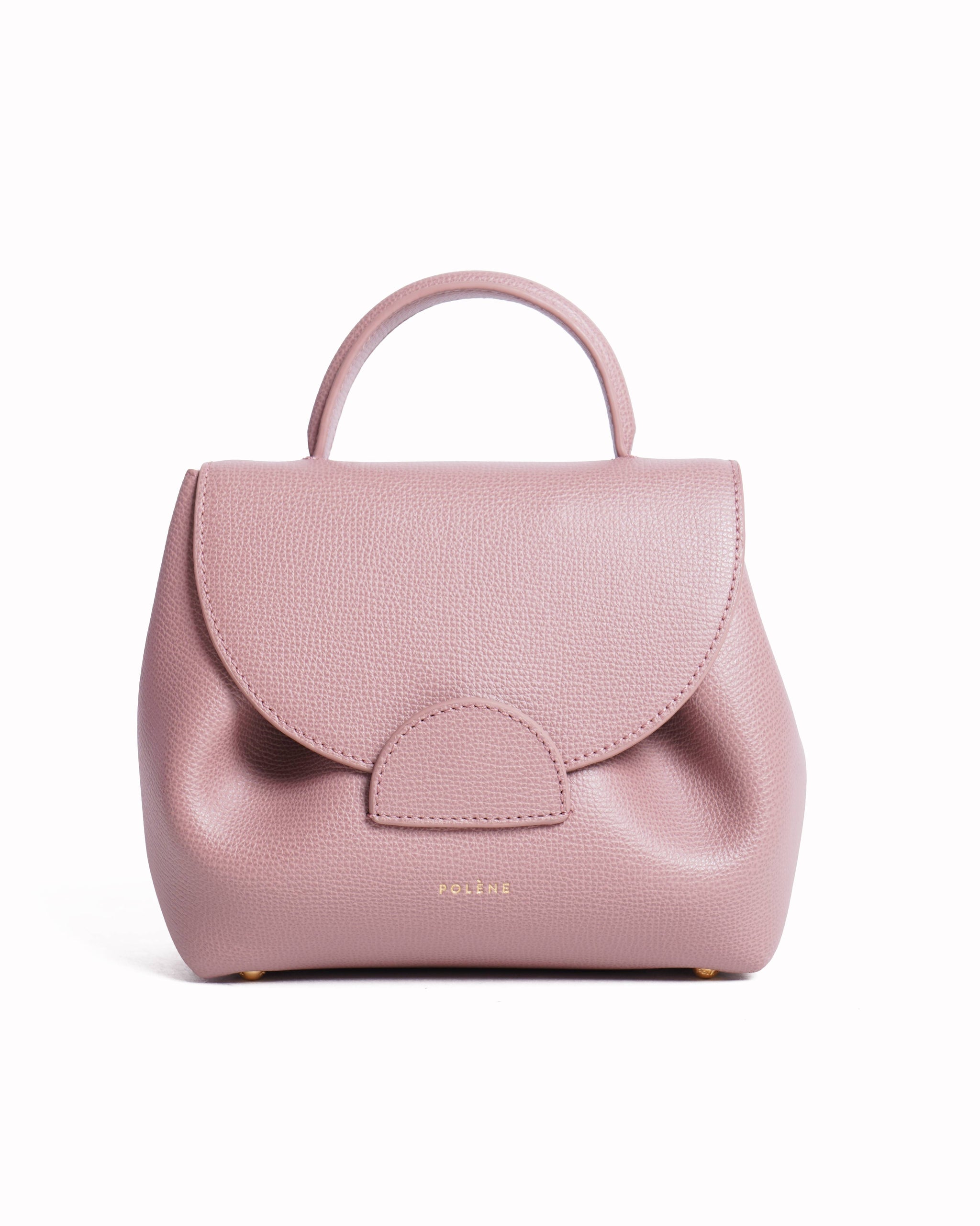 Polène Numéro Un Nano Dusty Pink Textured Leather Crossbody Bag - My Almari