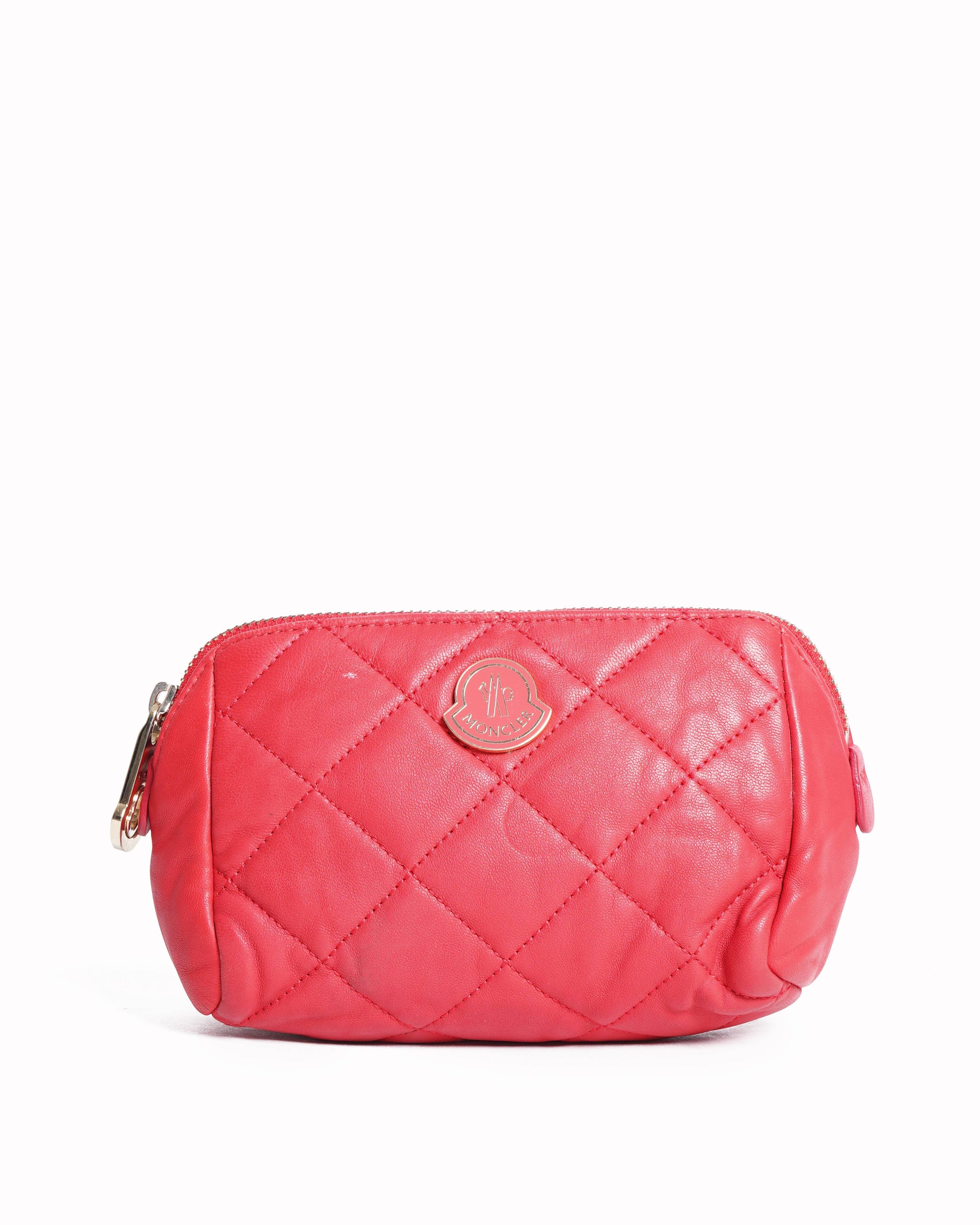 Moncler Red Quilted Leather Pouch Clutch Bag | Authentic Pre-loved My ...