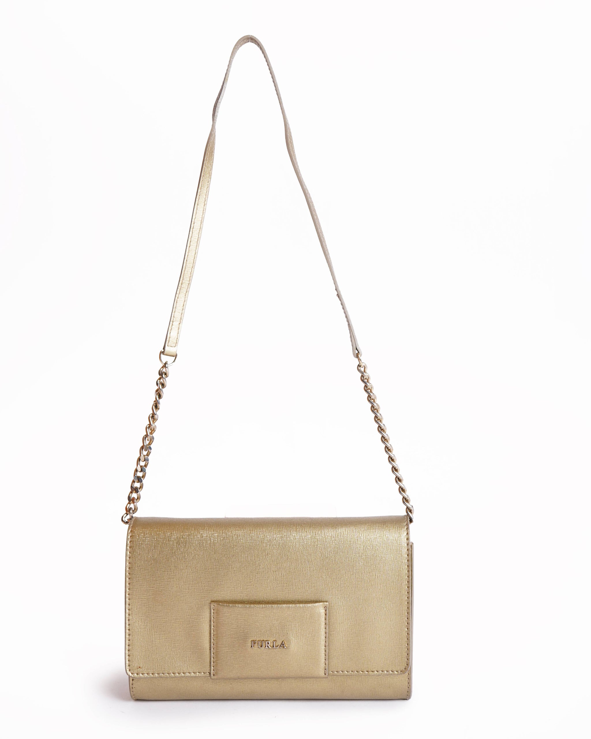 Furla Metallic Gold Clutch Bag | Authentic Pre-loved My Almari