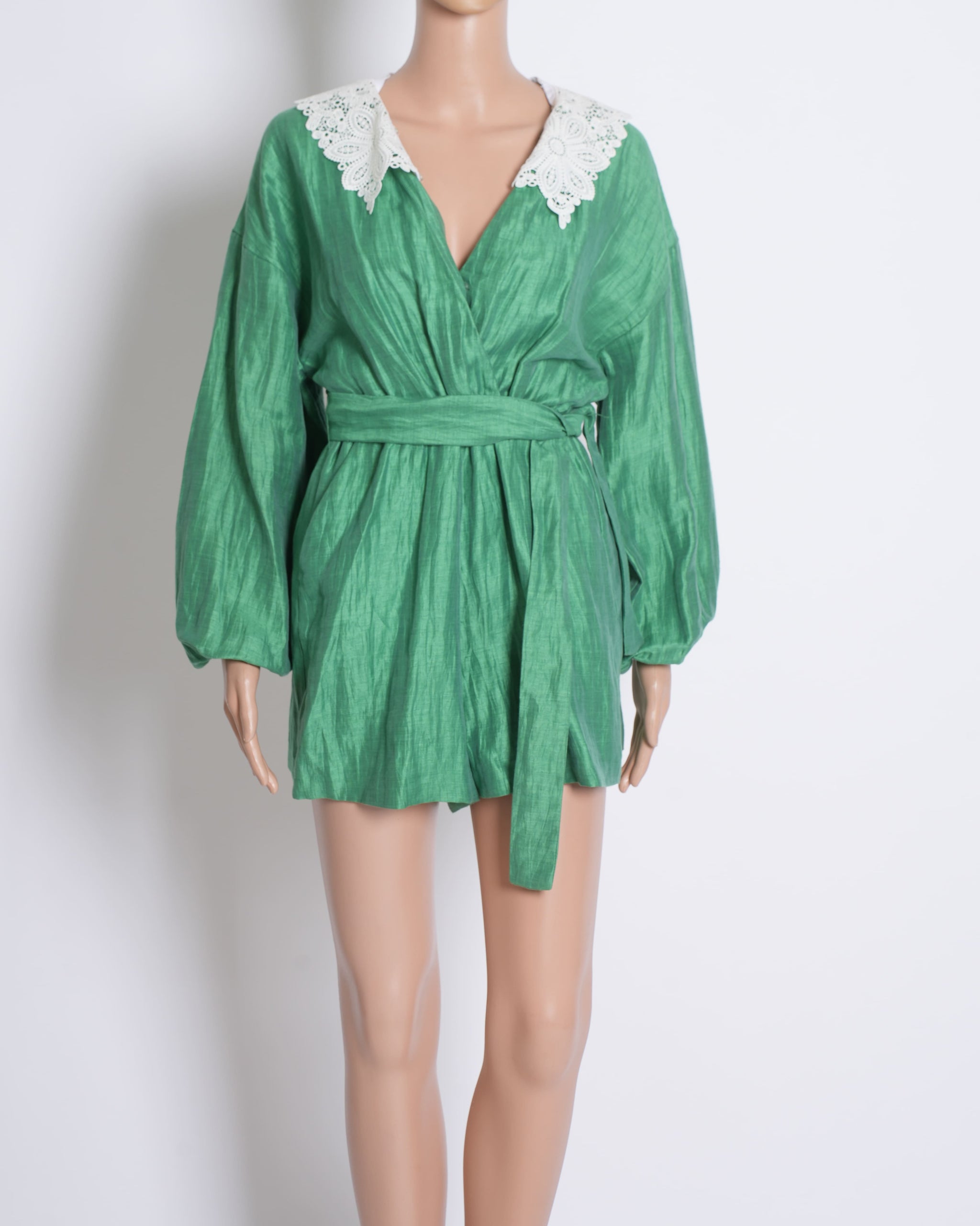 Maje Green Jumpsuit With Lace Detailing