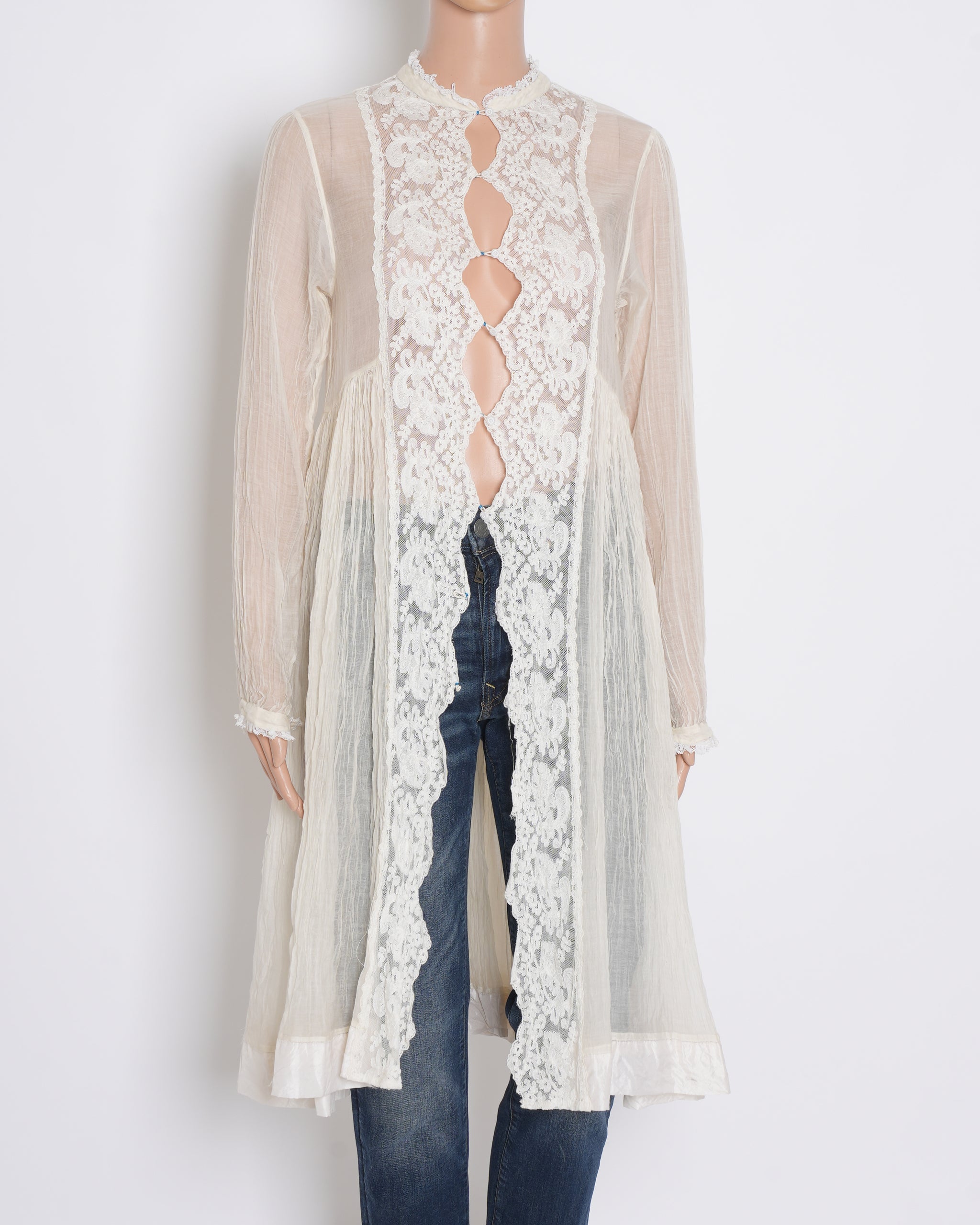 Authentic Pre-loved Pero Cream Shrug with Lace Detailing - My Almari