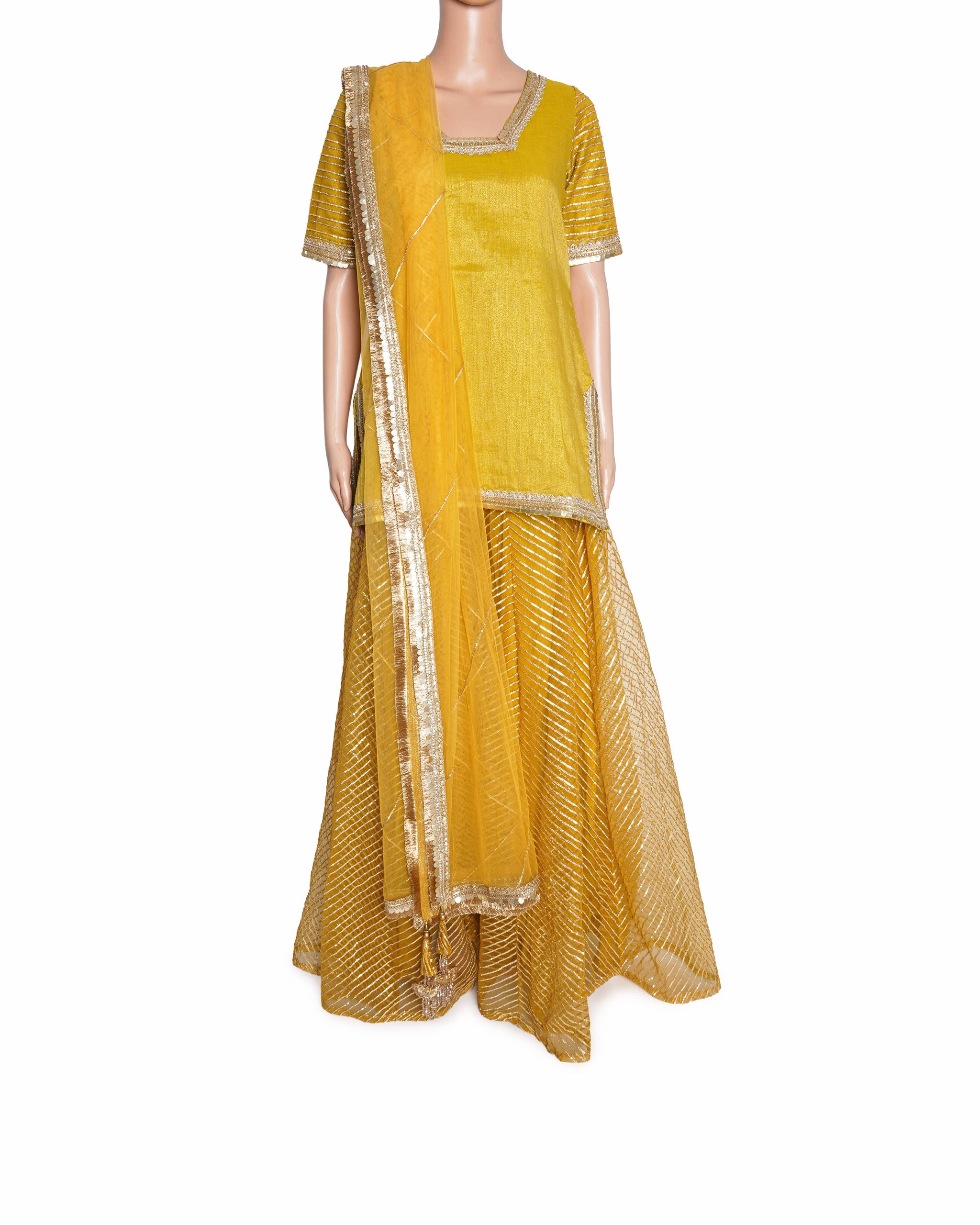 Seeaash Amber Yellow Gota Patti 3-Piece Sharara Set | Authentic Pre ...