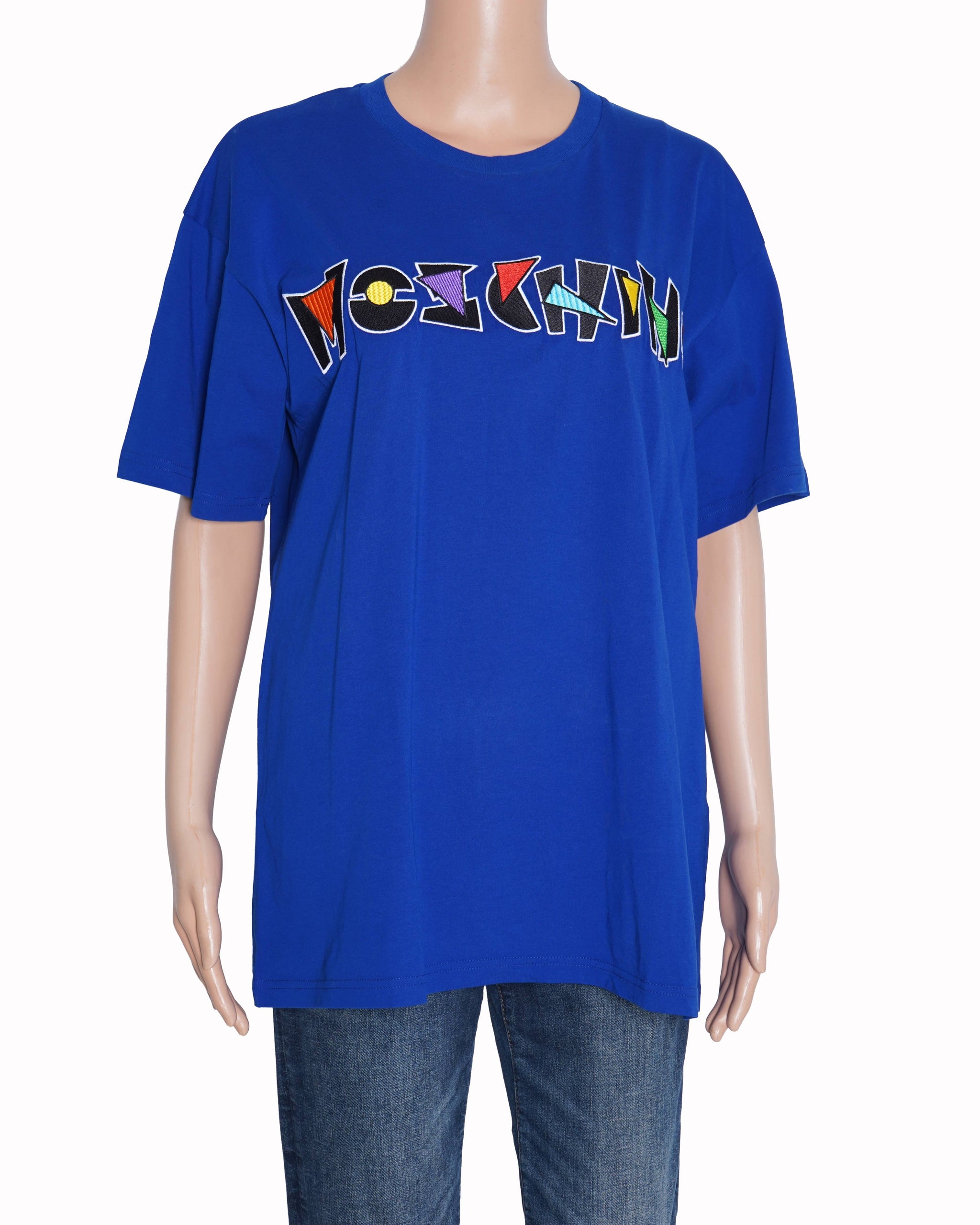 Moschino Royal Blue Multi-Color Graphic Logo T-Shirt | Authentic Pre ...