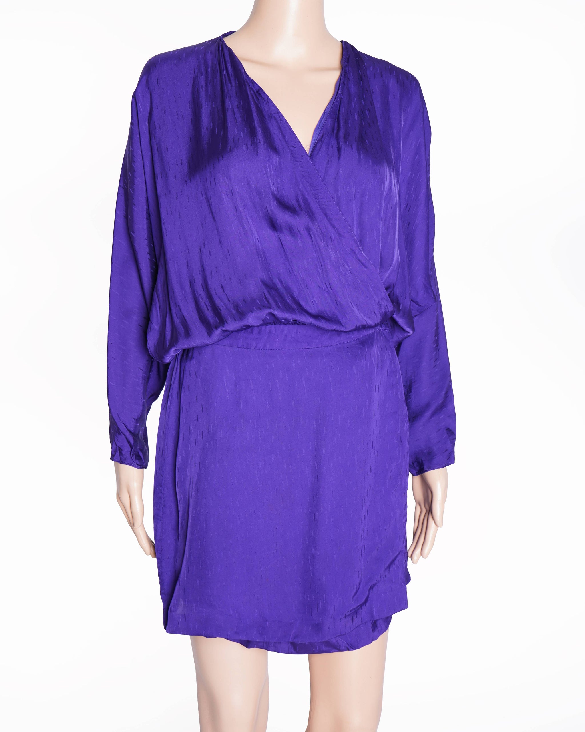 Massimo Dutti Electric Purple Draped Wrap Mini Dress | Authentic Pre ...