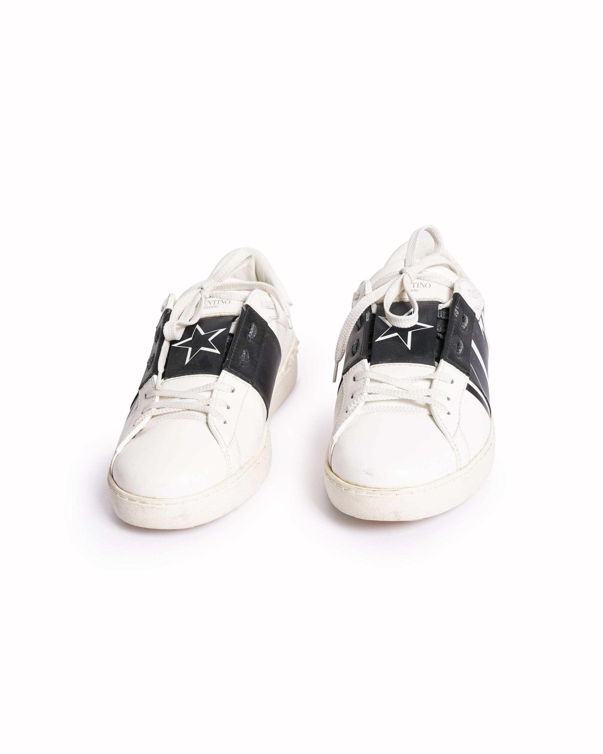 Valentino Garavani White Open VLTN Logo Leather Trainers | Authentic ...