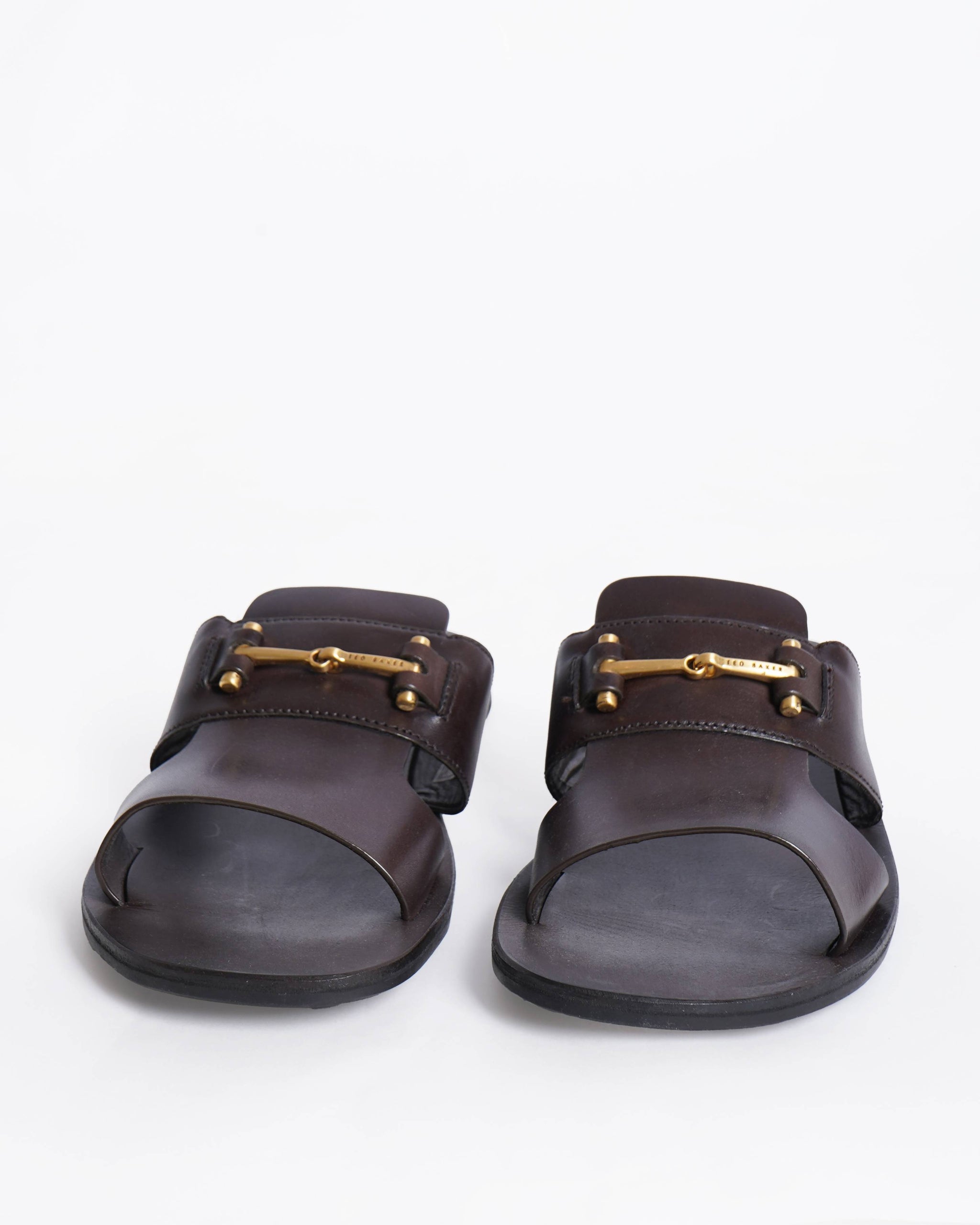 Authentic Pre-loved My Almari | Ted Baker Dark Brown Leather Slide Sandals