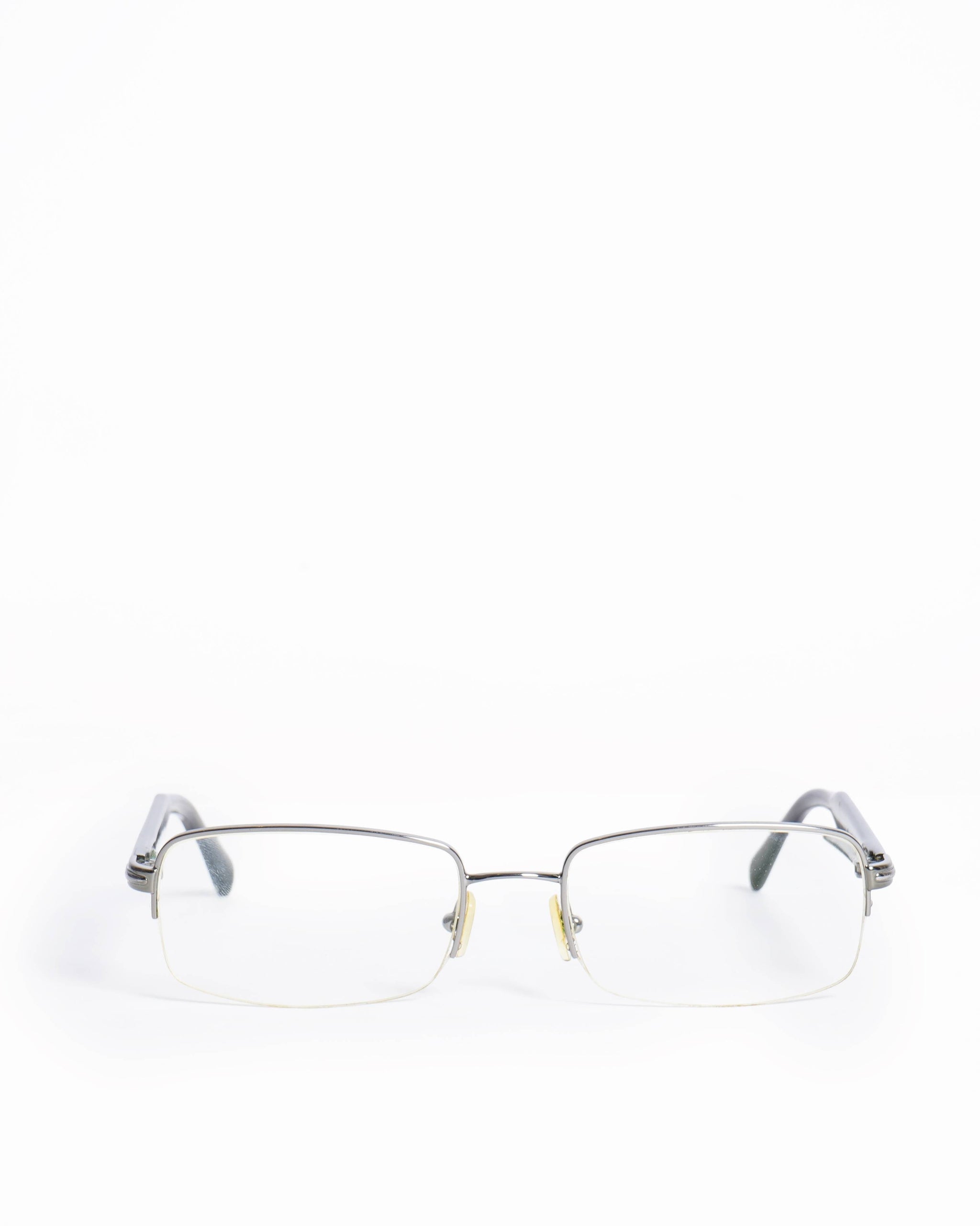 Prada Silver Semi-Rimless Metal Rectangular Optical Glasses | Authentic ...